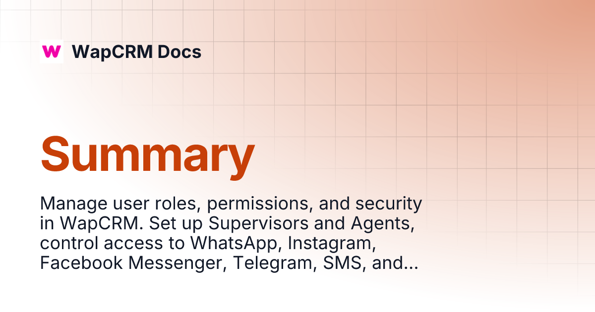 Summary | WapCRM Docs