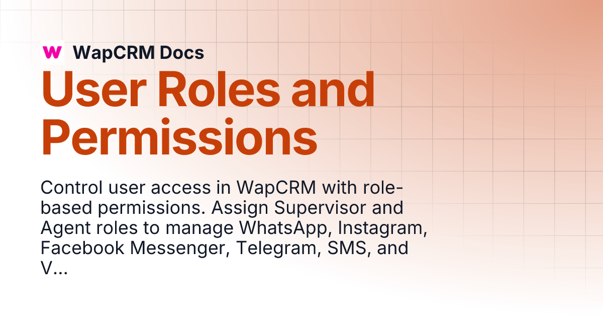 User Roles and Permissions | WapCRM Docs