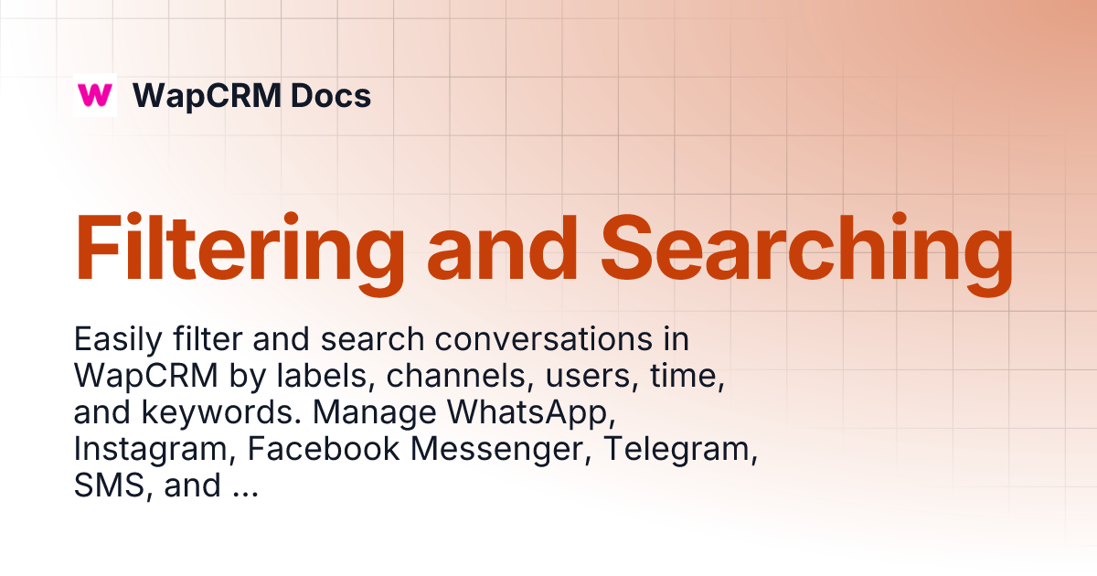 Filtering and Searching | WapCRM Docs
